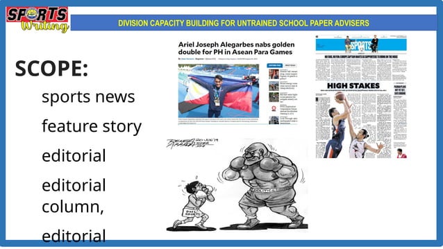 SPORTS WRITING Lesson and Activities for Campus Journalism | PPTX ...