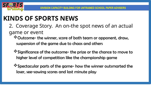SPORTS WRITING Lesson and Activities for Campus Journalism | PPTX ...
