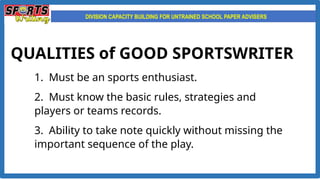 SPORTS WRITING Lesson and Activities for Campus Journalism | PPTX