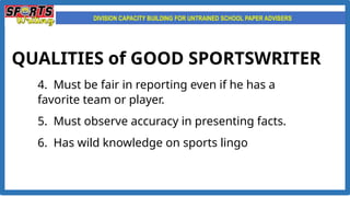 SPORTS WRITING Lesson and Activities for Campus Journalism | PPTX