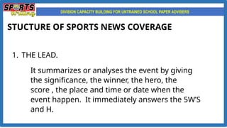 SPORTS WRITING Lesson and Activities for Campus Journalism | PPTX