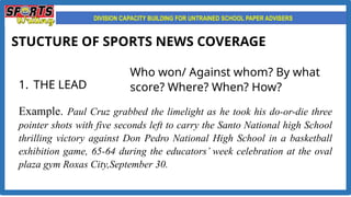 SPORTS WRITING Lesson and Activities for Campus Journalism | PPTX