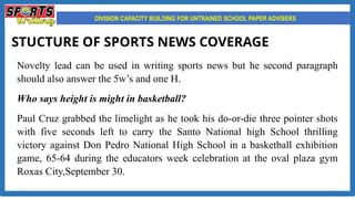 SPORTS WRITING Lesson and Activities for Campus Journalism | PPTX