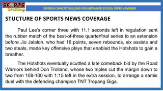 SPORTS WRITING Lesson and Activities for Campus Journalism | PPTX