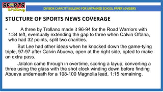 SPORTS WRITING Lesson and Activities for Campus Journalism | PPTX