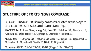 SPORTS WRITING Lesson and Activities for Campus Journalism | PPTX
