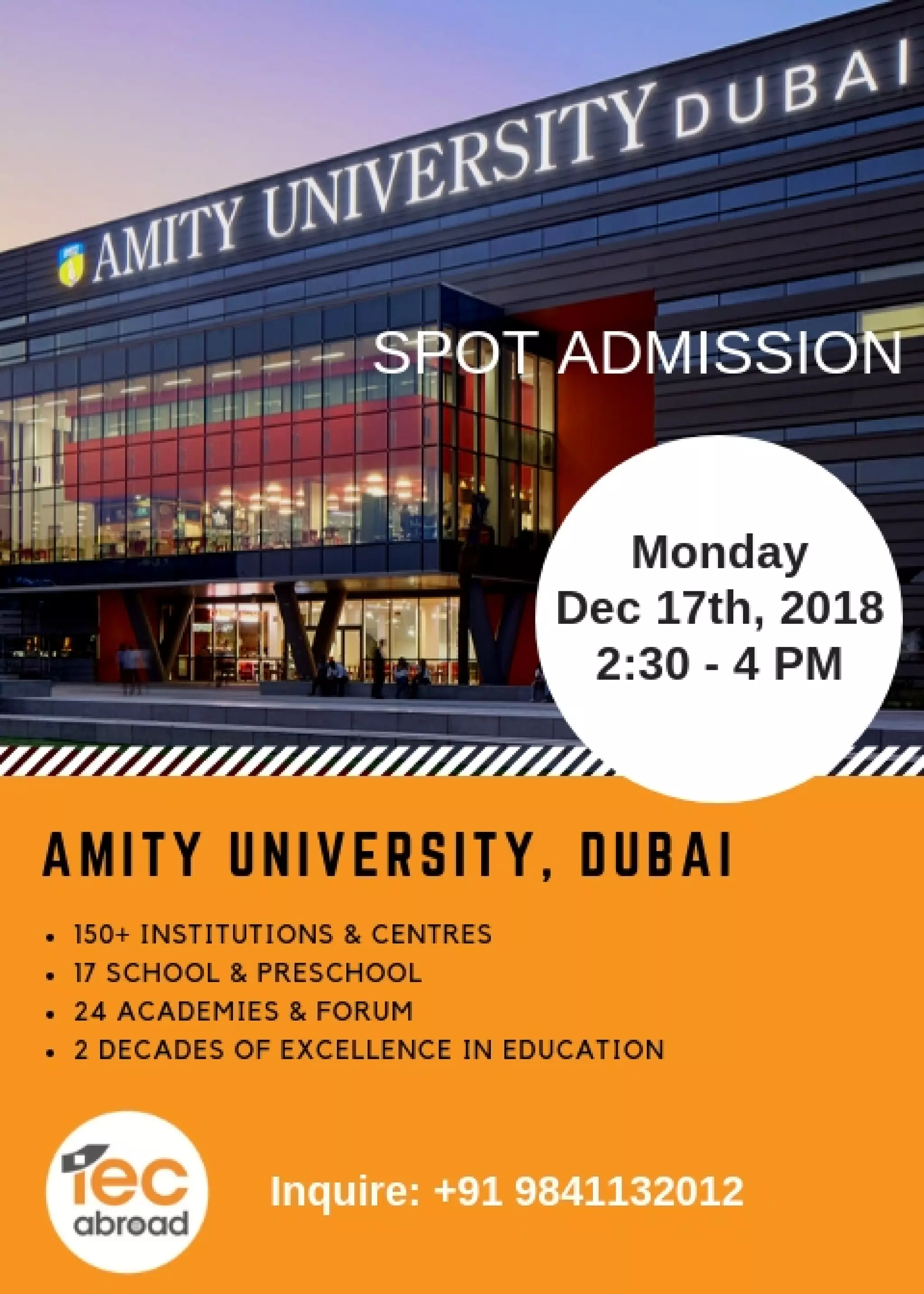Spot Admission - Amity University, Dubai | PDF