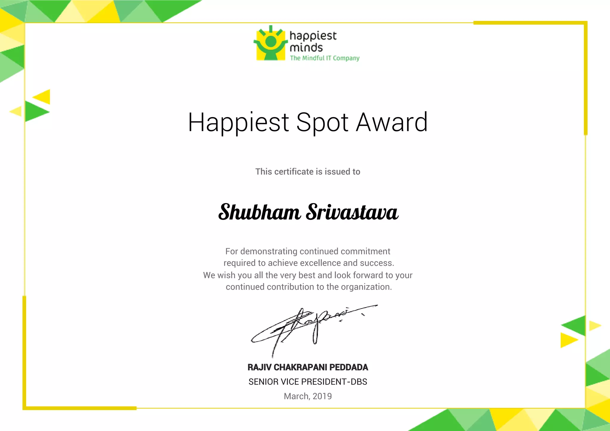 Spot award Certificate | PDF