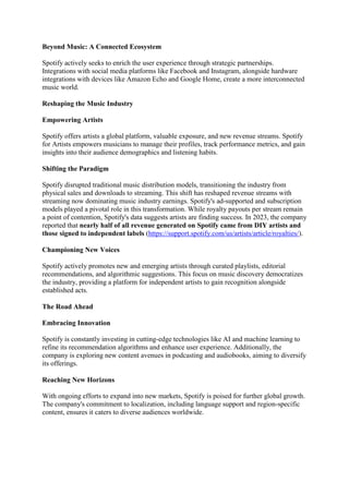 Spotify: Revolutionizing the Music Streaming Industry | PDF