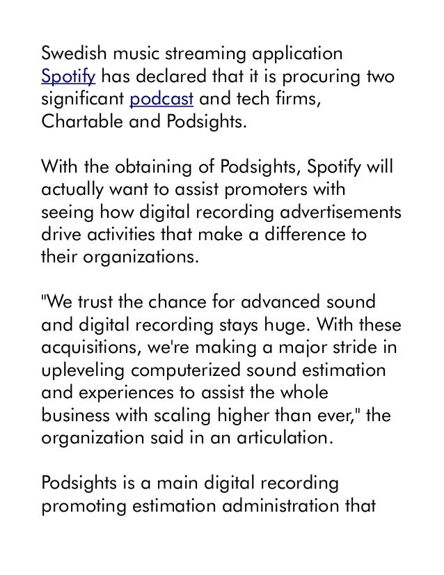 Spotify acquires chartable and podsights, two podcast tech companies ...
