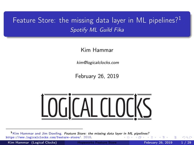 Kim Hammar - Spotify ML Guild Meetup - Feature Stores | PPT
