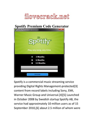Spotify premium code generator[20130713] | PDF | Digital Audio ...