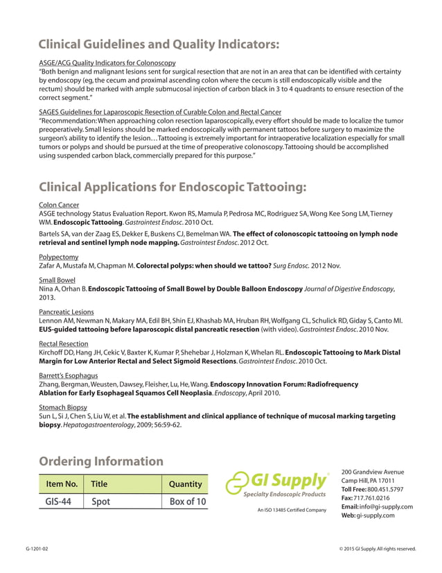 Spot Endoscopic Marker | The Standard for Endoscopic Tattooing | PDF ...