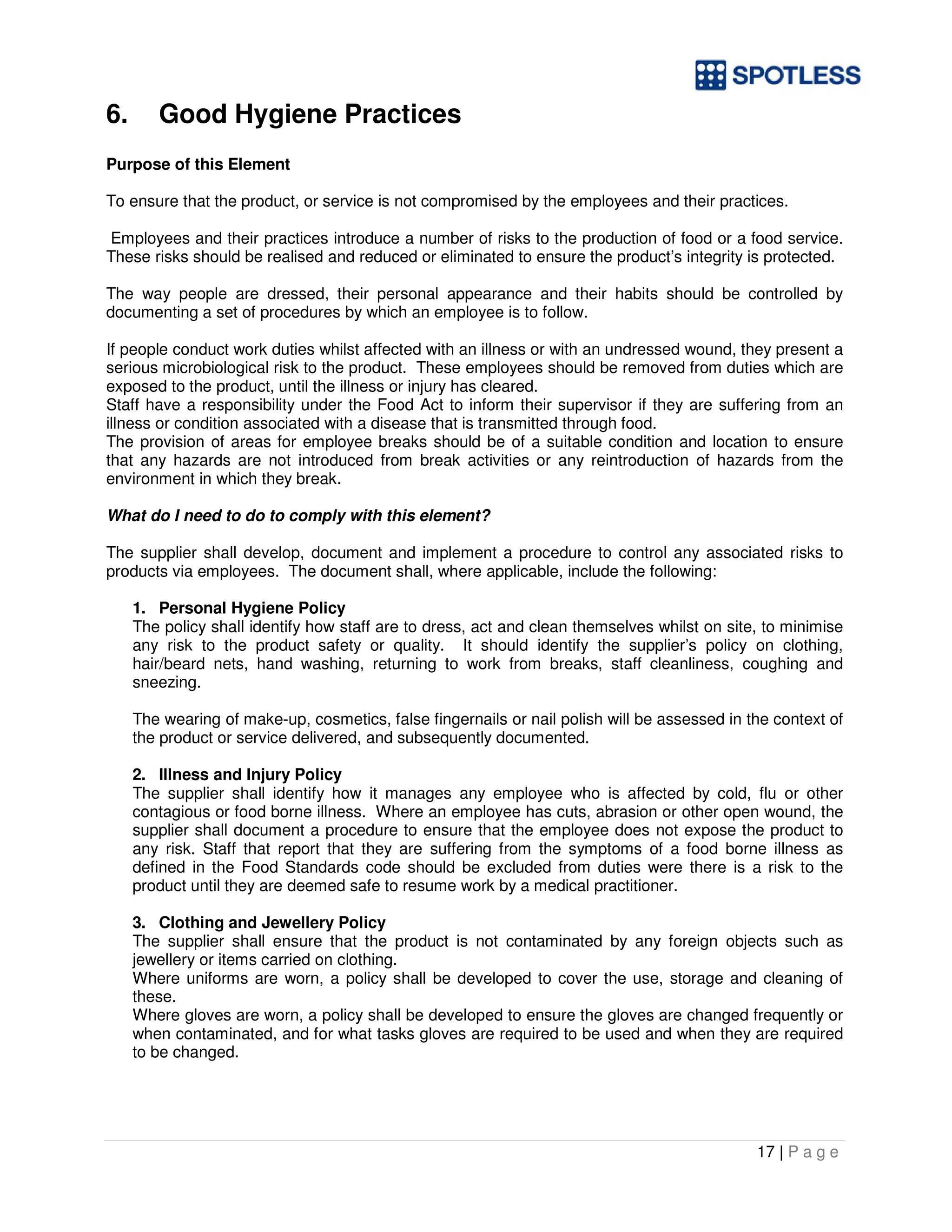 Spotless food-safety-standards-for-suppliers-issue-4 | PDF