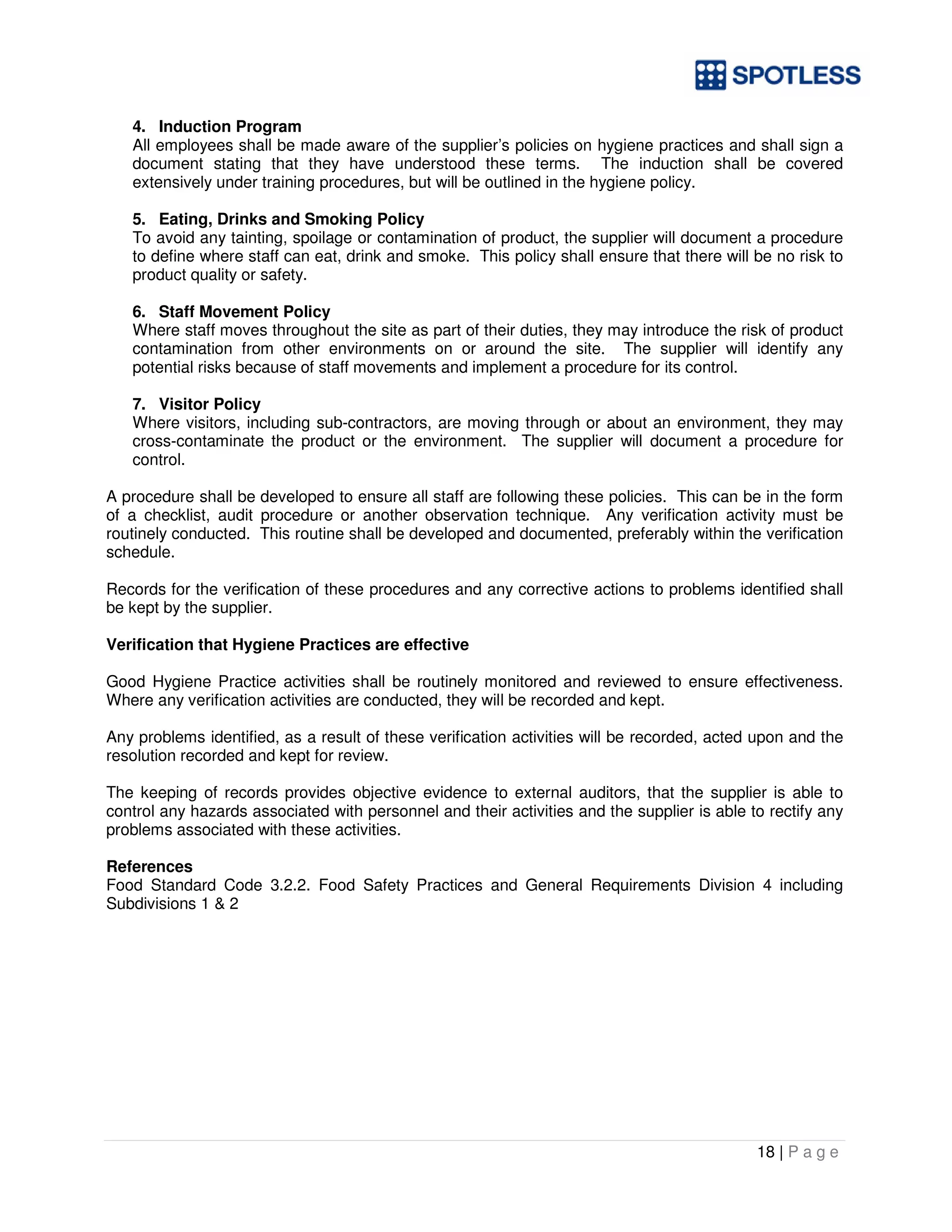 Spotless food-safety-standards-for-suppliers-issue-4 | PDF