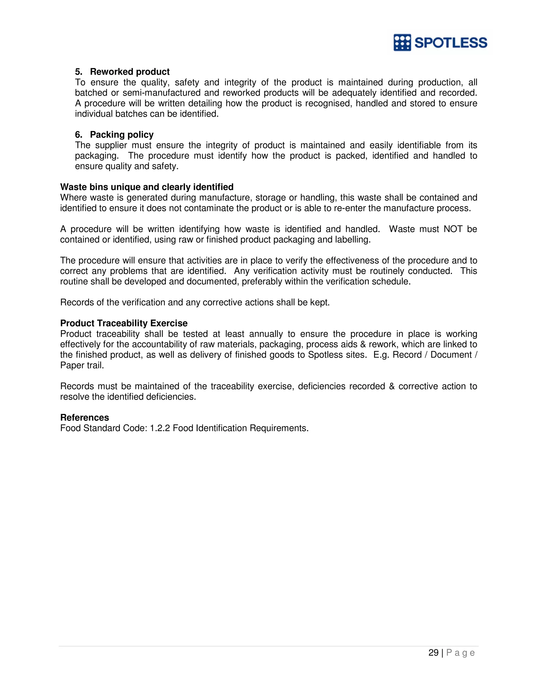 Spotless food-safety-standards-for-suppliers-issue-4 | PDF