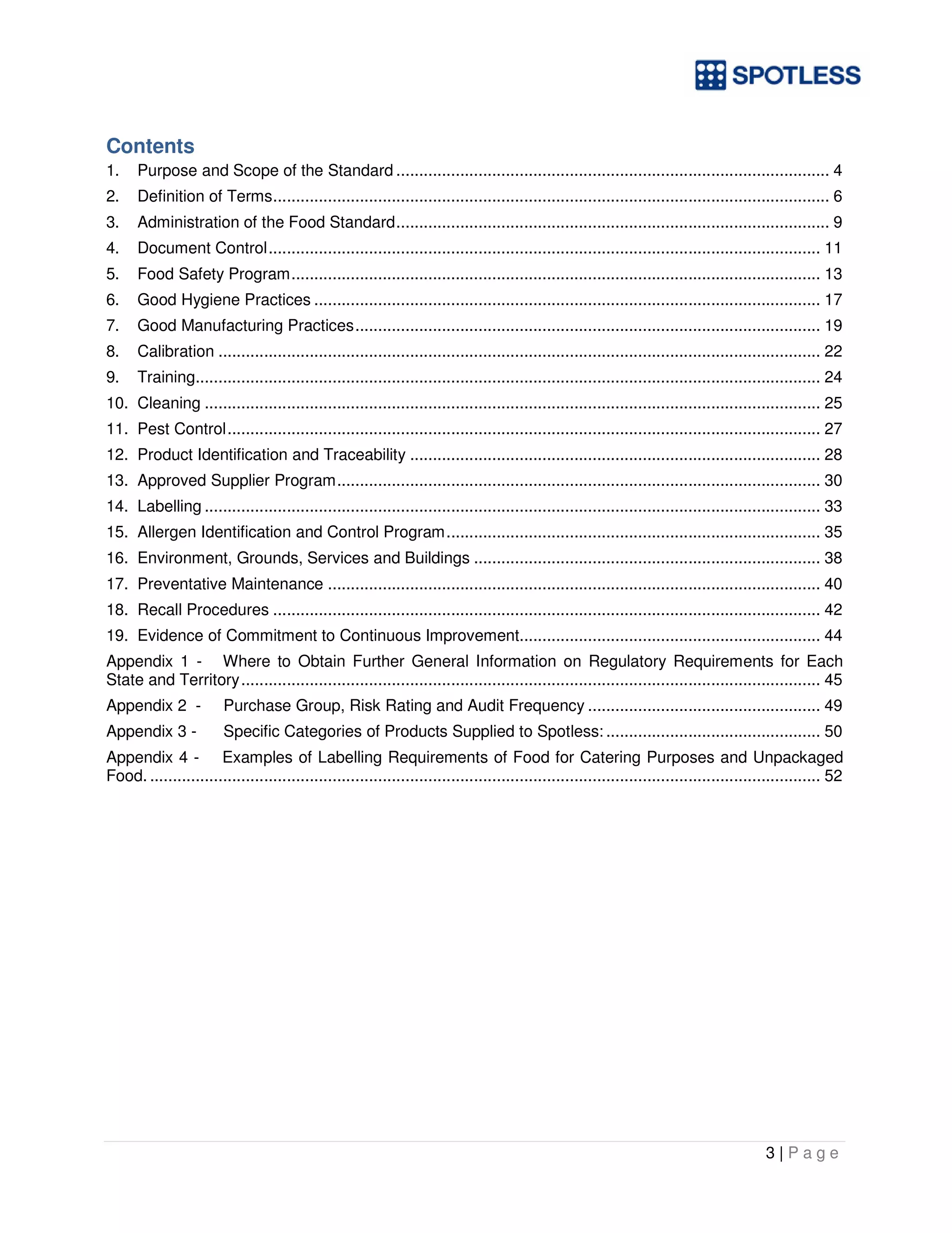 Spotless food-safety-standards-for-suppliers-issue-4 | PDF