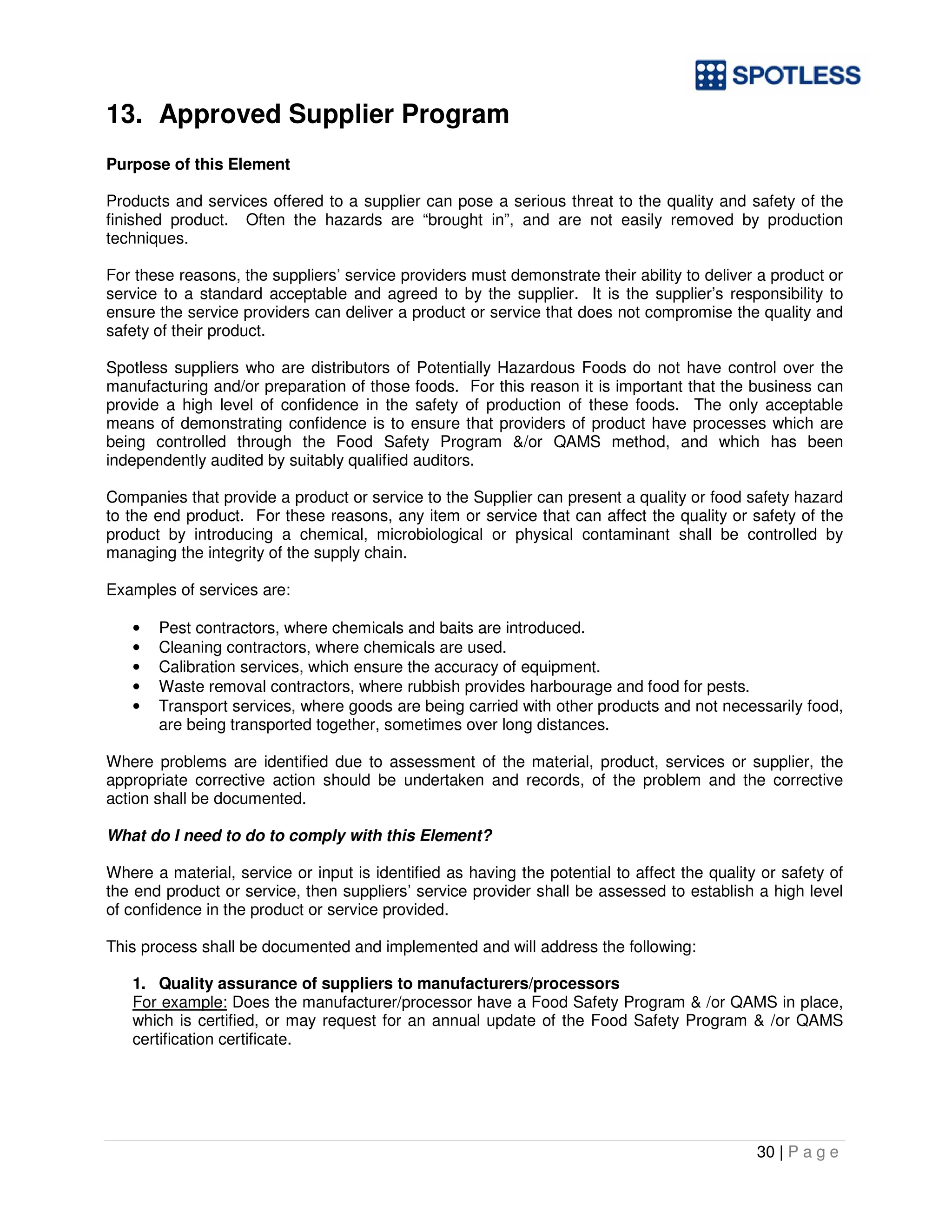 Spotless food-safety-standards-for-suppliers-issue-4 | PDF
