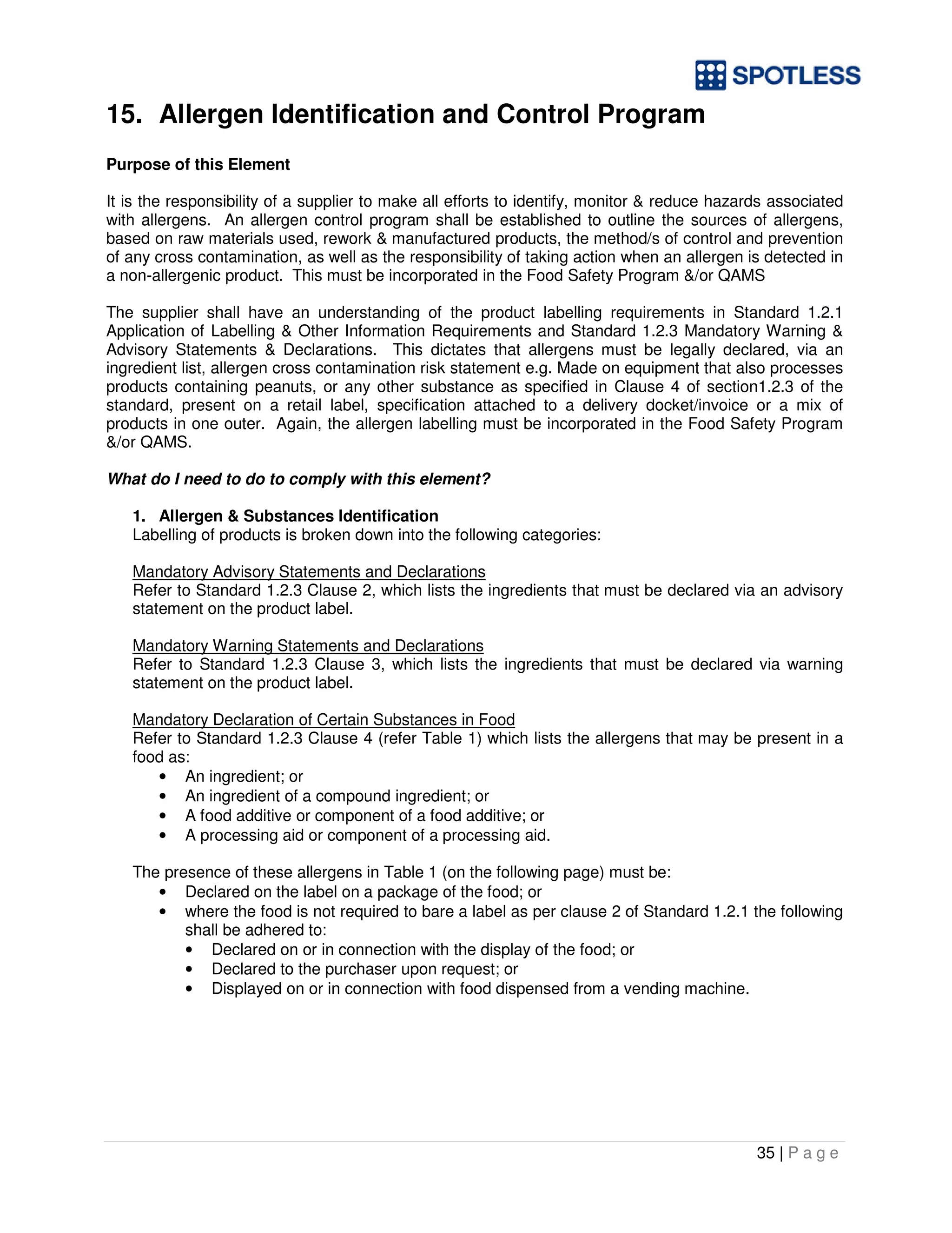 Spotless food-safety-standards-for-suppliers-issue-4 | PDF