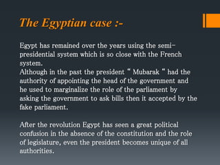 Spot light on the semi presidential system | PPTX