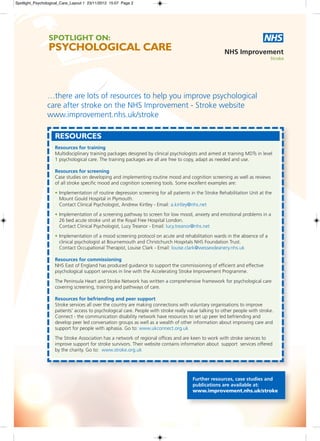 Spotlight on psychological care - benefiting patients and the health ...