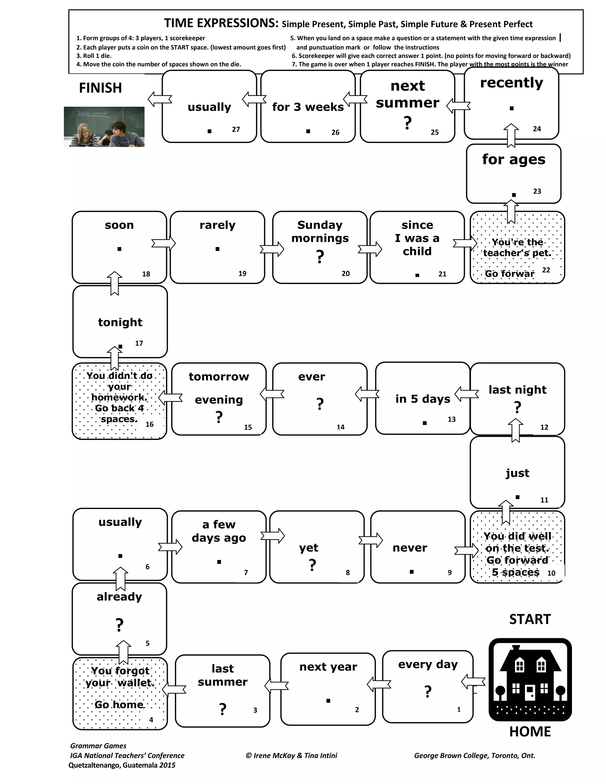 Spotlight session final grammar games handout Xela 2015 | PDF