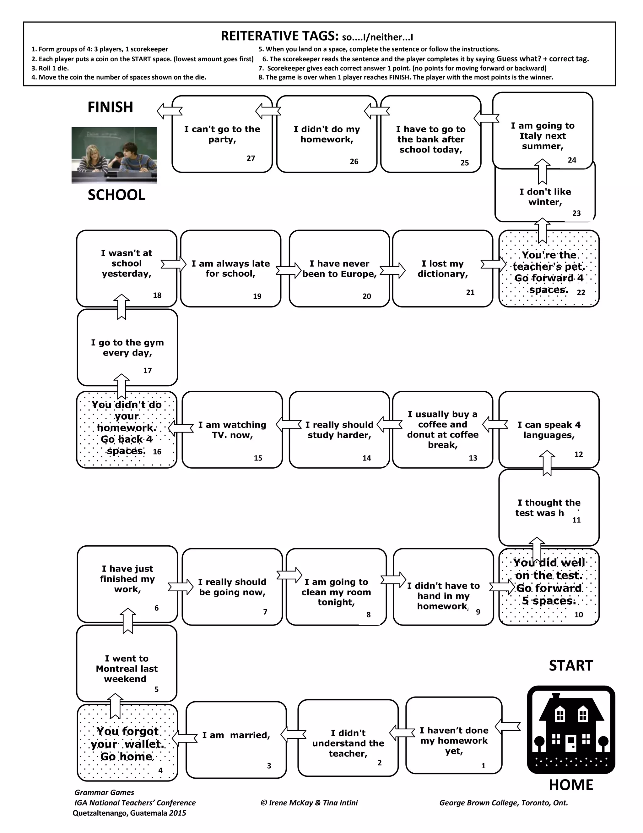 Spotlight session final grammar games handout Xela 2015 | PDF