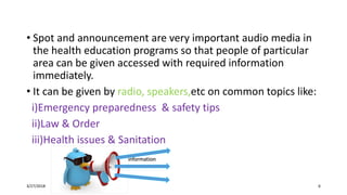 Spots and Announcement in Health Education | PPT