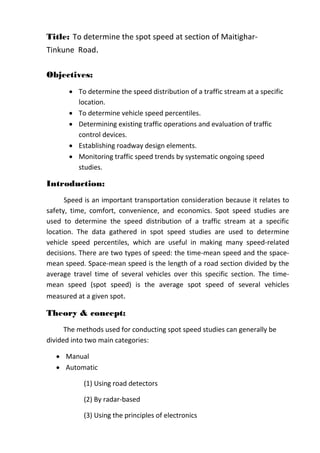 Spot speed | PDF