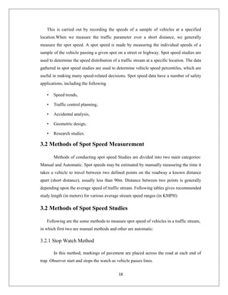 Spot speed studies and speed delay time survey | PDF