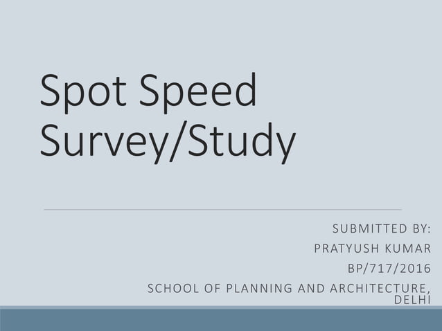Spot speed study, transport planning | PDF