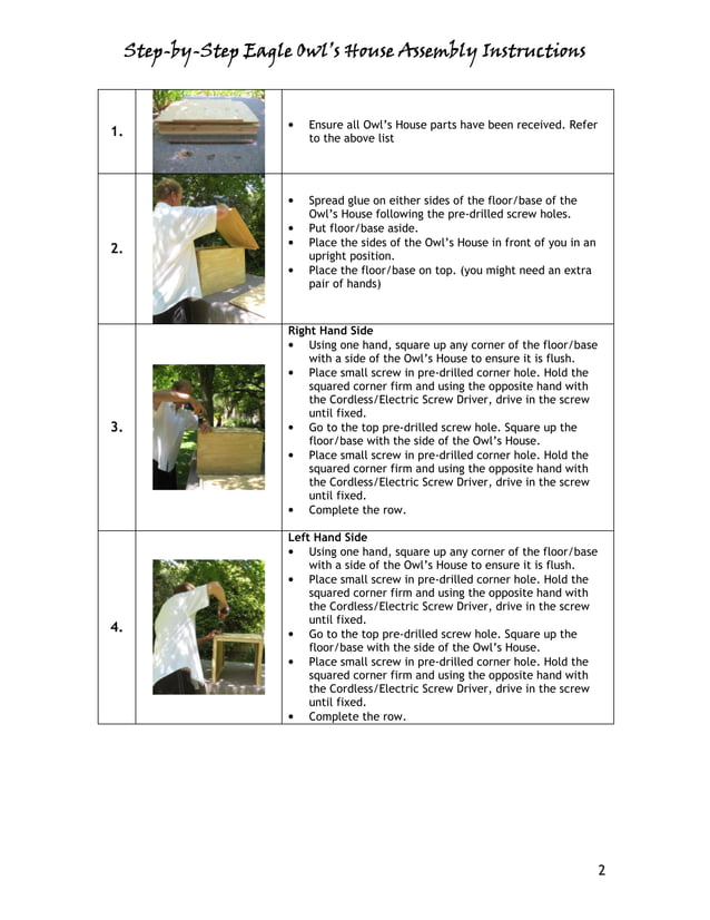 Spotted Eagle Owl's House step by-step assembly | PDF