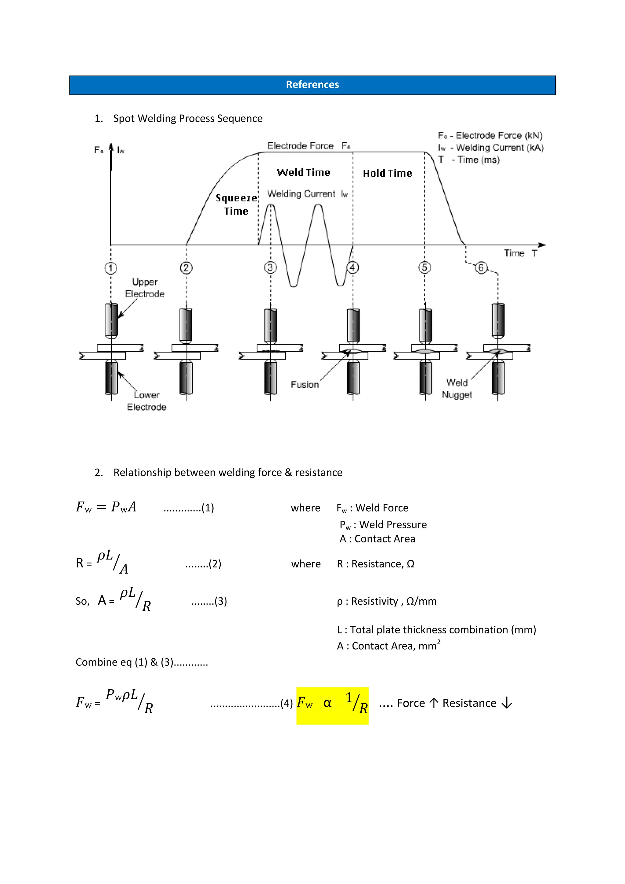 Spot welding basic parameters setting - basic calculations / equations ...