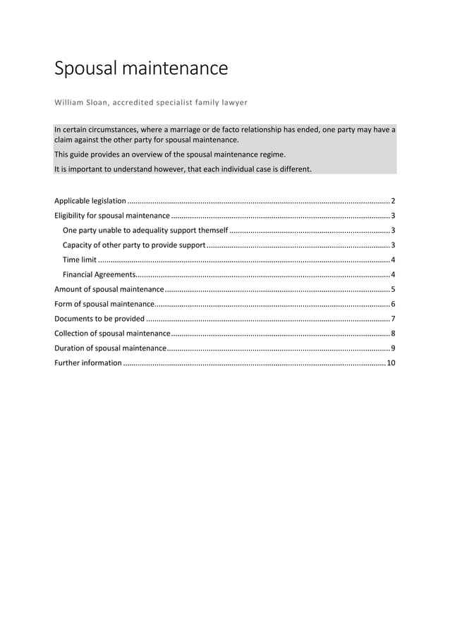 Spousal maintenance | PDF