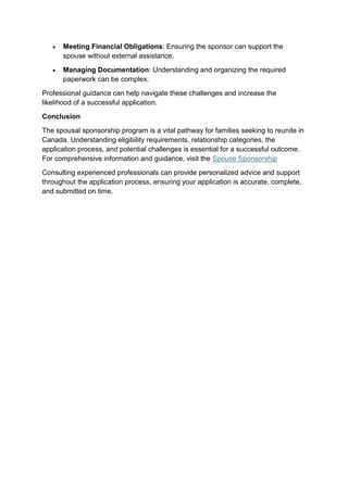 Understanding Spousal Sponsorship in Canada | PDF