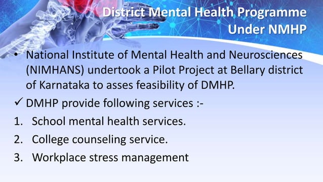 National Mental Health Programme (NMHP) | PPTX | Mental Health ...
