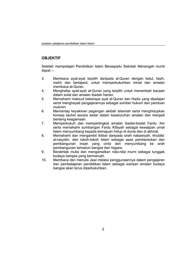 Sp pendidikan islam kbsm | PDF
