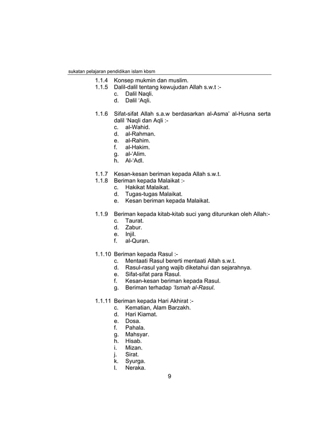 Sp pendidikan islam kbsm | PDF