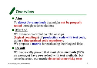 Have Java Production Methods Co-Evolved With Test Methods Properly?: A ...