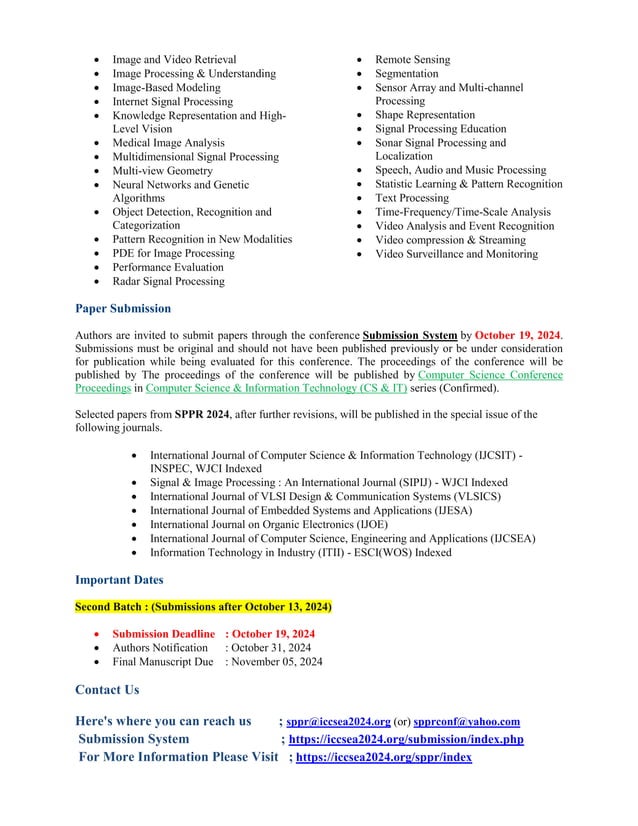 13th International Conference on Signal, Image Processing and Pattern Recognition (SPPR 2024) | PDF