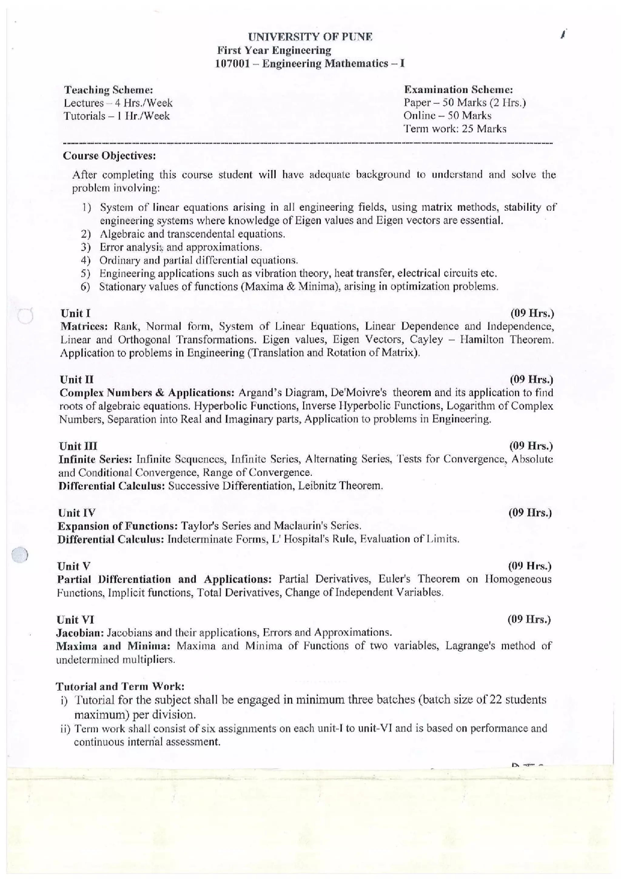 Sppu fe 2015 pattern syllabus | PDF