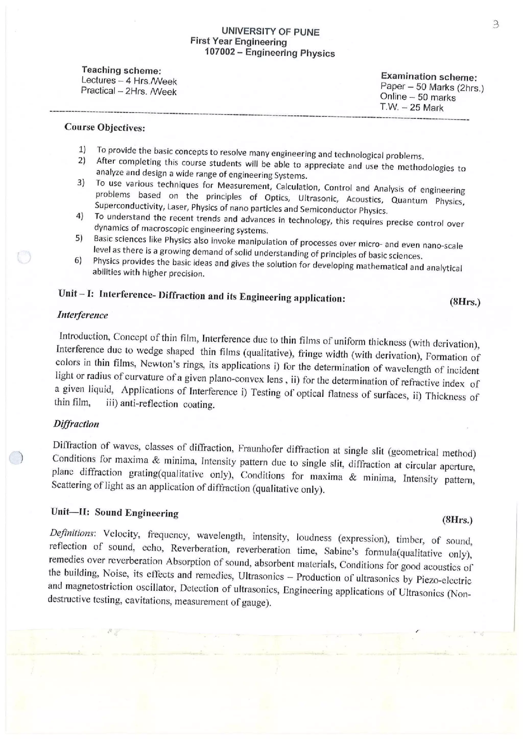 Sppu fe 2015 pattern syllabus | PDF