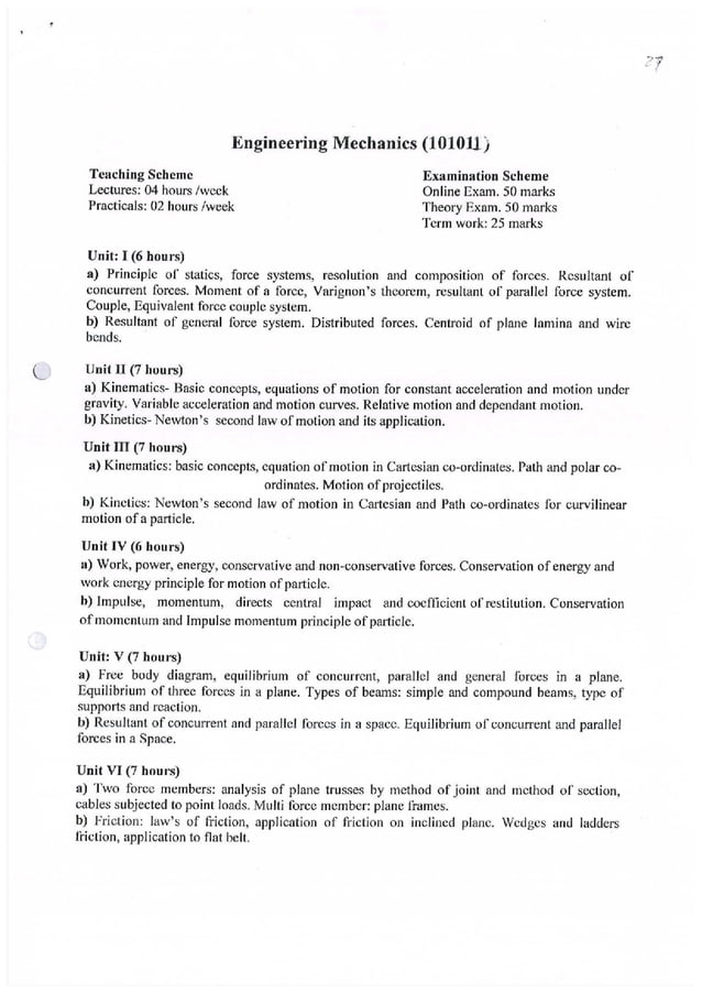 Sppu Fe 2015 Pattern Syllabus Pdf Physics Science