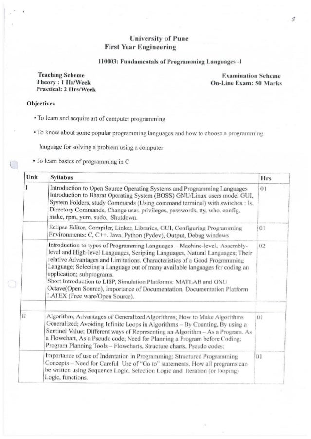 Sppu fe 2015 pattern syllabus