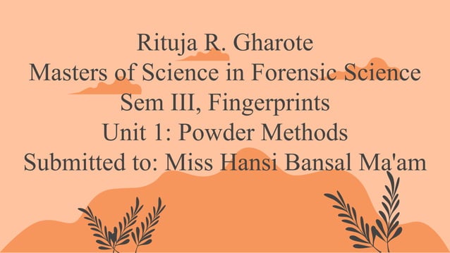 Small Particle Reagent Technique of Fingerprint Development | PPTX
