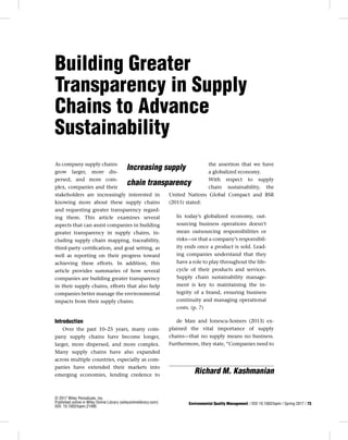 Transparency and supply chain collaboration and supply chain | PDF