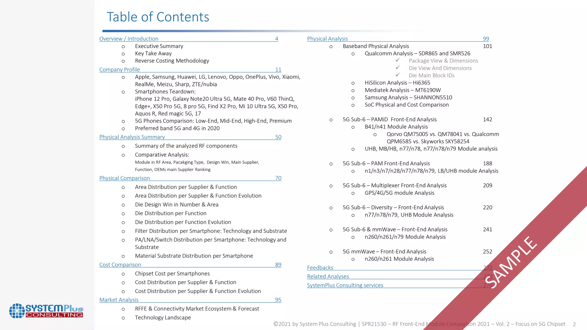 RF Front-End Module Comparison 2021 – Vol. 2 – Focus on 5G Chipset | PDF