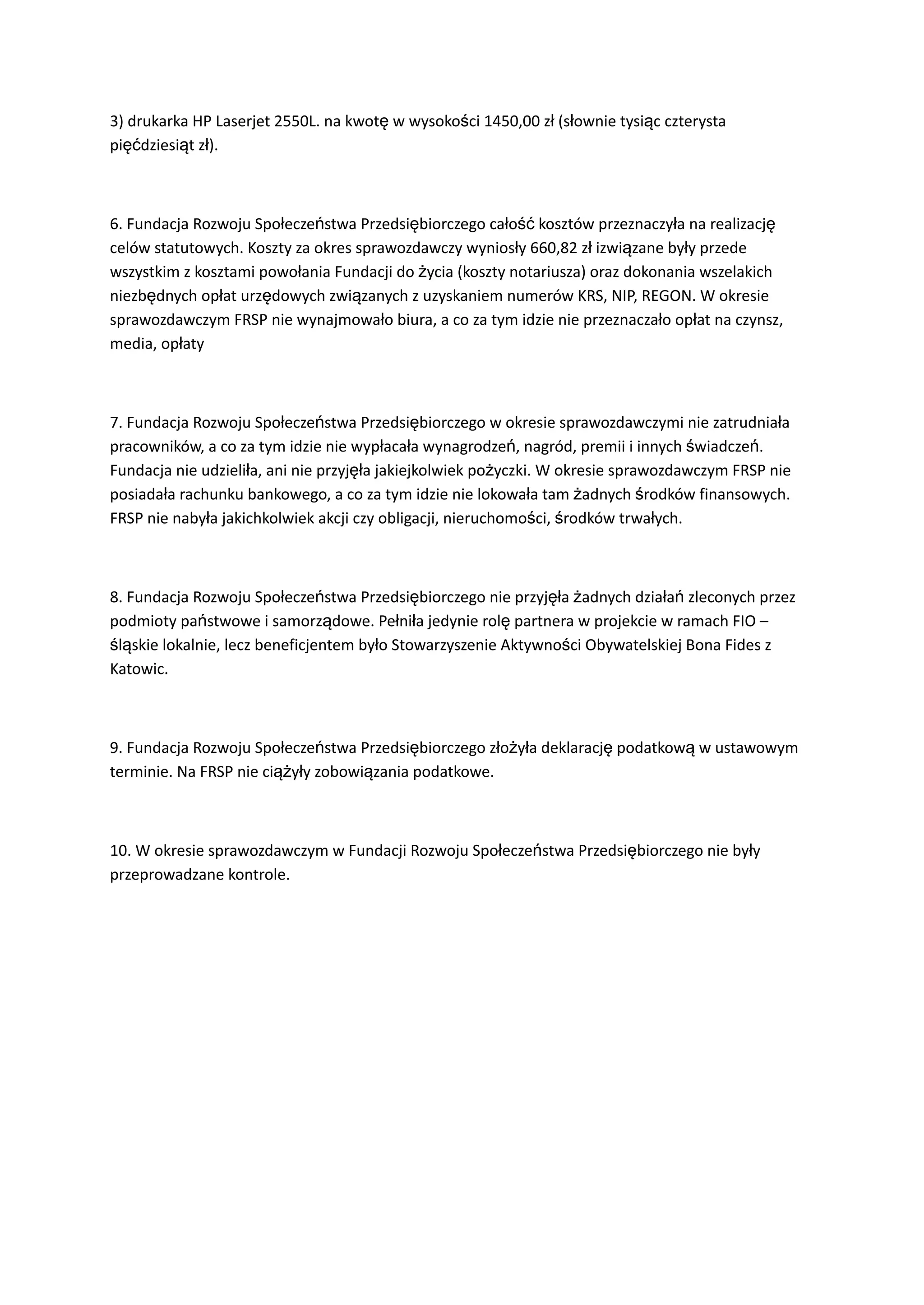 Sprawozdanie merytoryczne FRSP 2014 | PDF