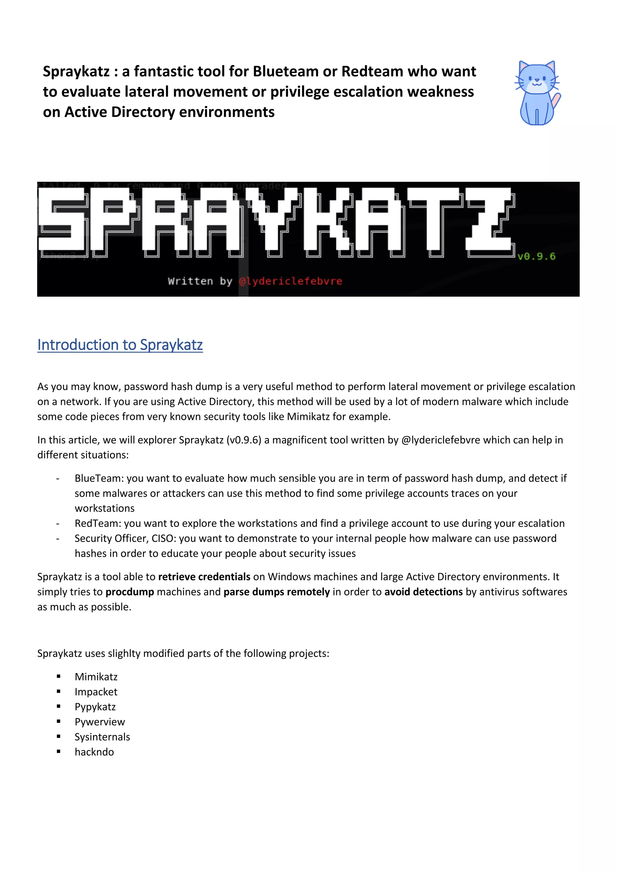 Spraykatz installation & basic usage | PDF