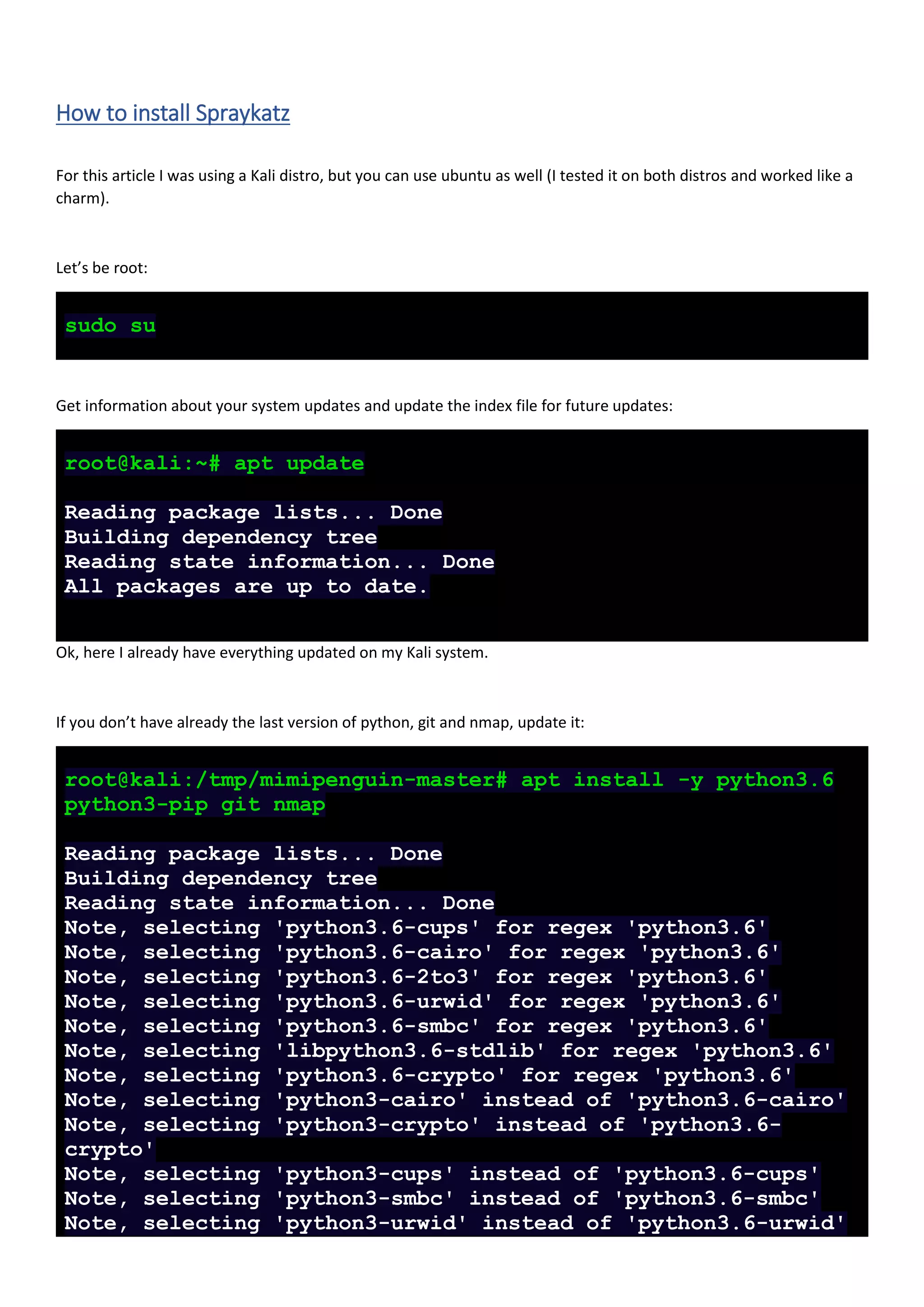 Spraykatz installation & basic usage | PDF | Operating Systems | Computer Software and Applications